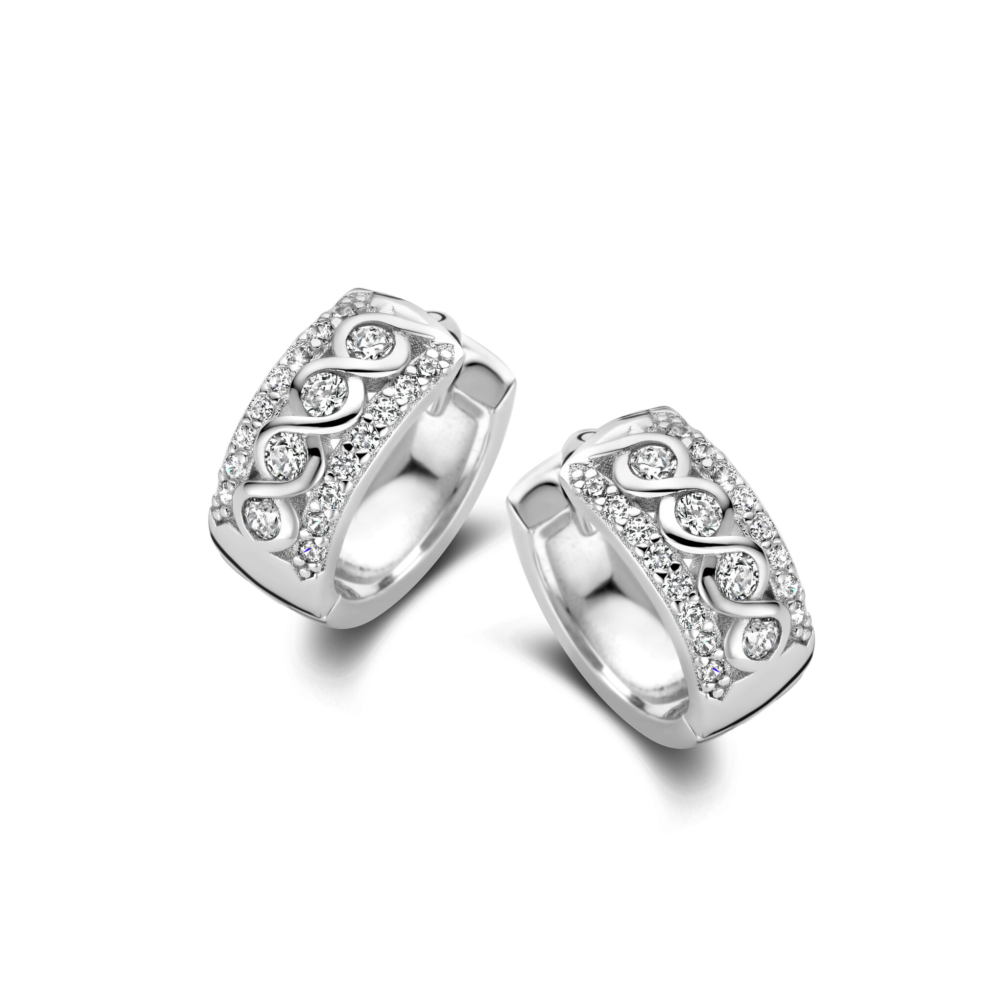 Rosa Di Luca zilver creolen met zirkonia – Rosa Di Luca